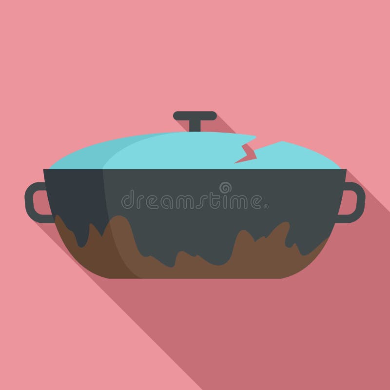 Broken Kitchen Pot Icon, Flat Style Stock Vector - Illustration of ...