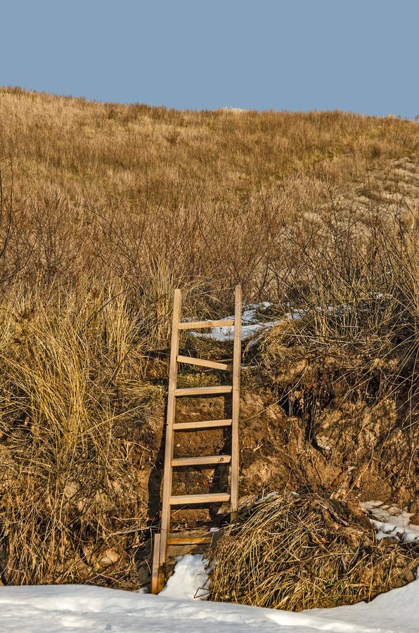Broken Ladder Leaning Against a Hill Stock Image - Image of broken ...