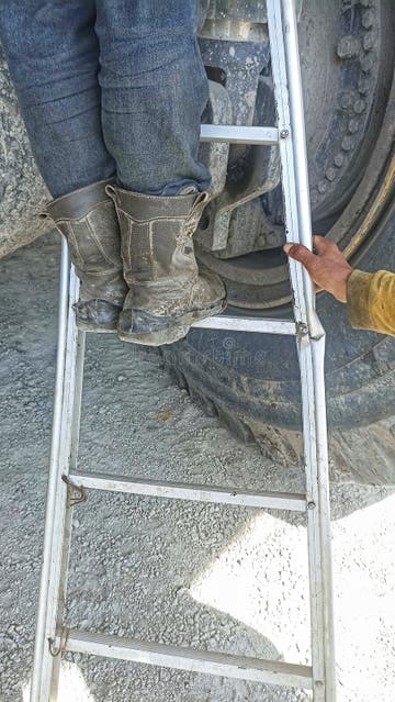 Broken Ladders are Used To Work on the Ground Stock Photo - Image of ...