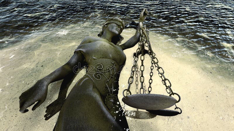 Broken Lady Of Justice 3d Rendering Stock Illustration - Illustration ...