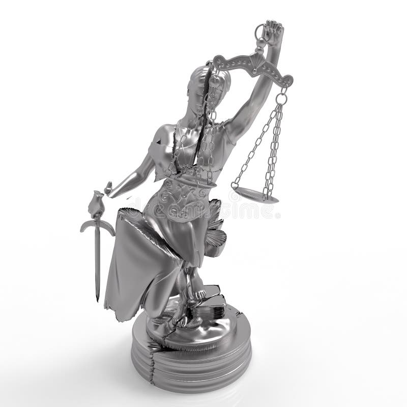 Broken Lady of Justice 3d Rendering Stock Illustration - Illustration ...