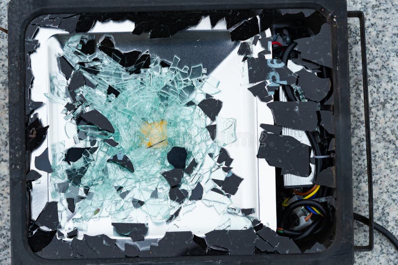 Broken Lamp with Glass Fragment Stock Photo - Image of damaged ...