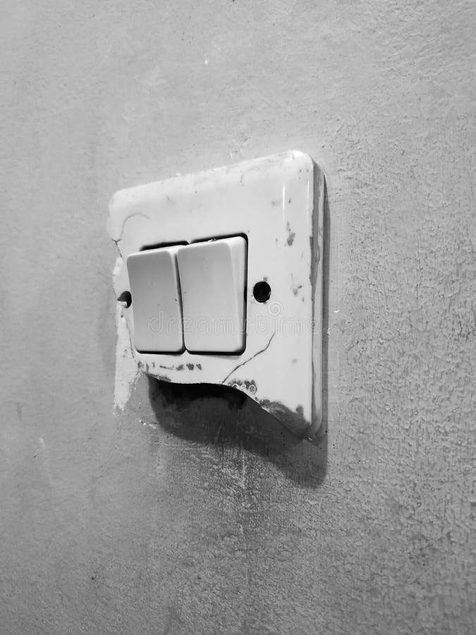 Broken Lamp Switch in Black and White Stock Image - Image of broken ...