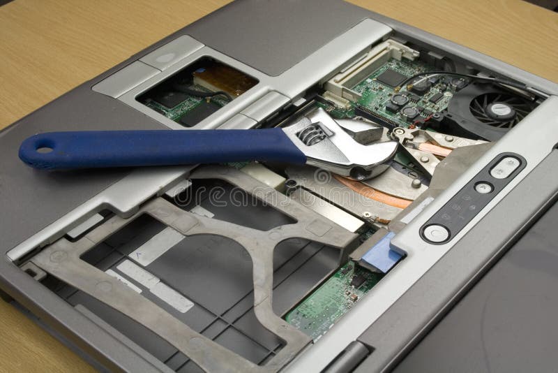 Laptop Computer Disassembled into Broken Pieces Stock Photo - Image of ...