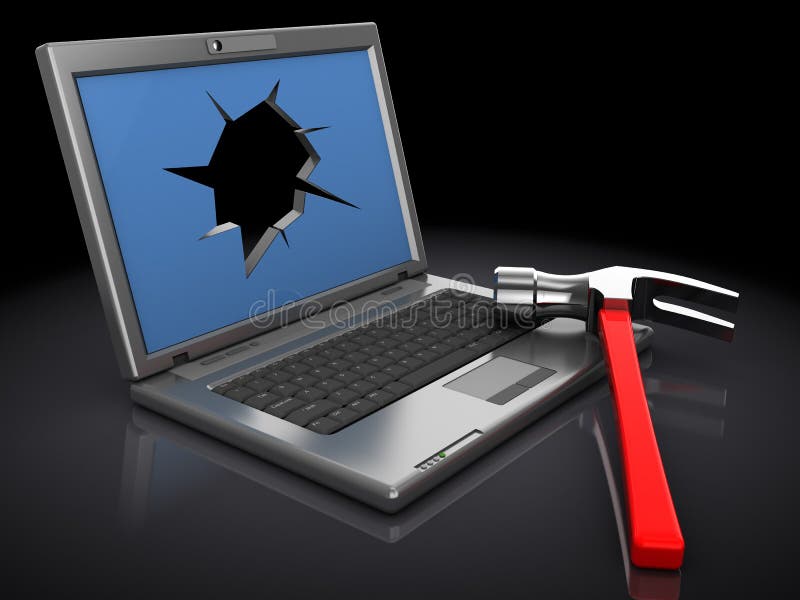 Broken laptop stock illustration. Illustration of laptop - 20513194