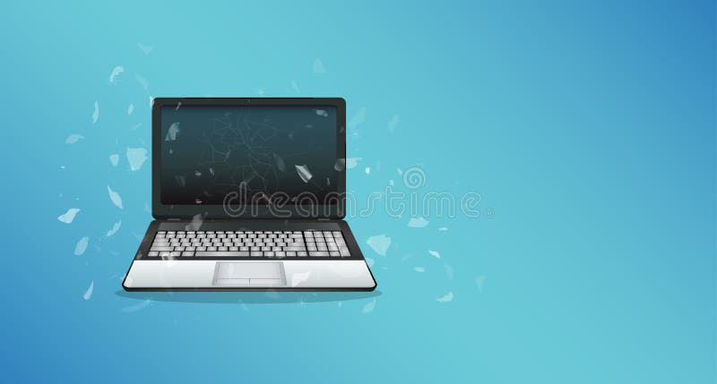 Broken laptop stock vector. Illustration of element, keyboard - 69355348
