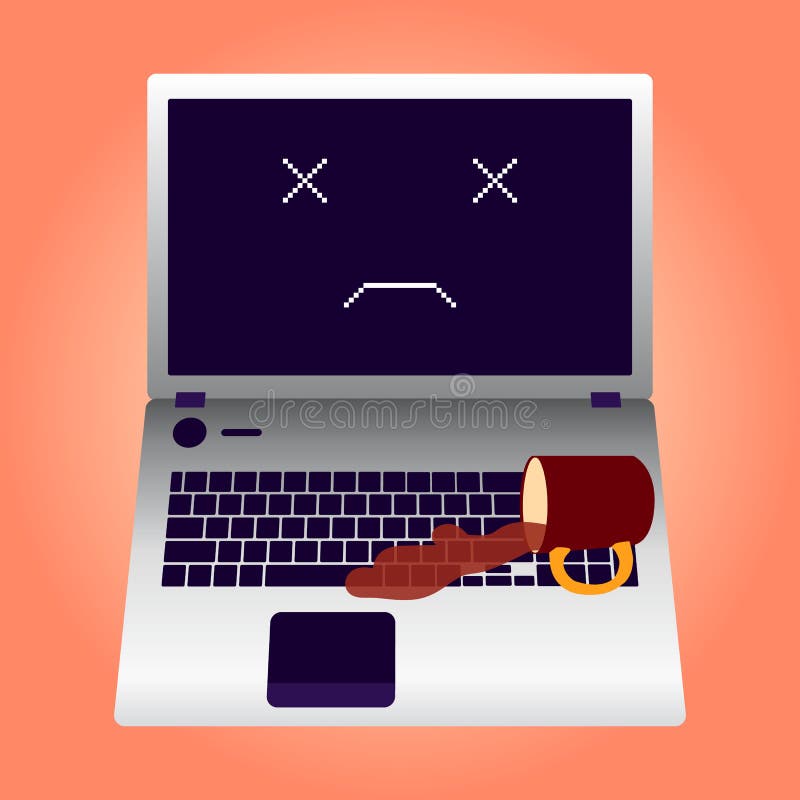 Broken Laptop Cracked Screen Stock Vector - Illustration of destroyed ...