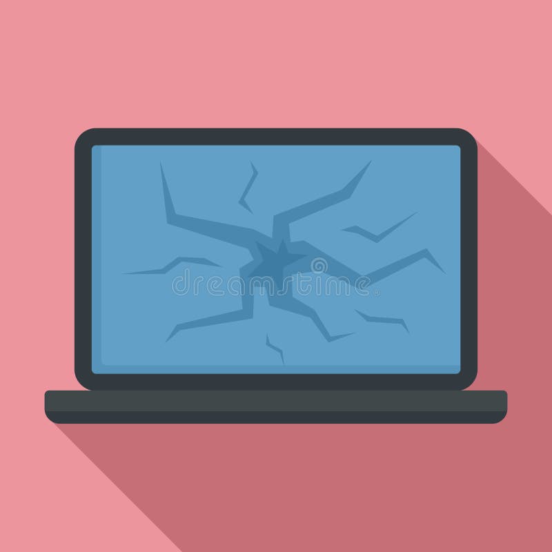 Broken Laptop Icon, Flat Style Stock Vector - Illustration of internet ...