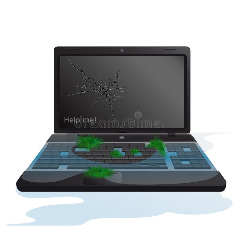 Broken laptop cartoon stock vector. Illustration of crash - 39821607