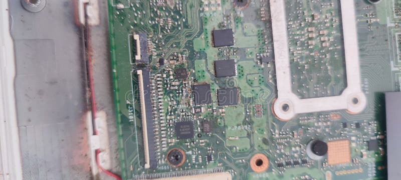 Broken laptop mainboard stock image. Image of integrated - 262248677