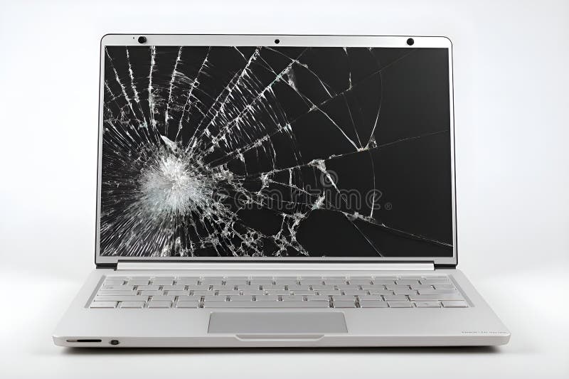 Broken Laptop Screen Showing Damage from Impact Stock Photo - Image of ...