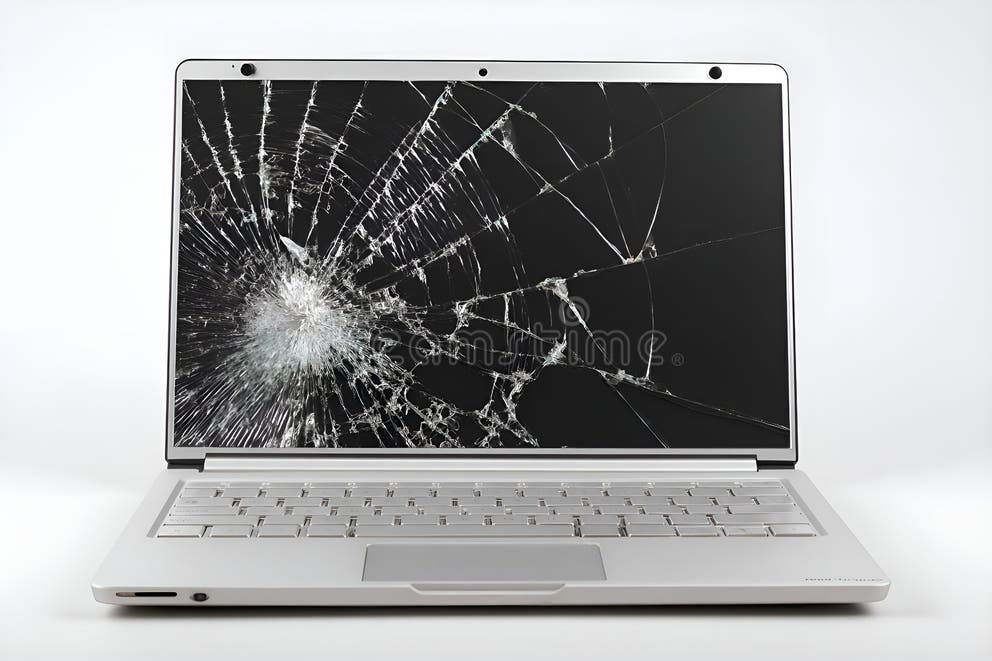 Broken Laptop Screen Showing Damage from Impact Stock Photo - Image of ...