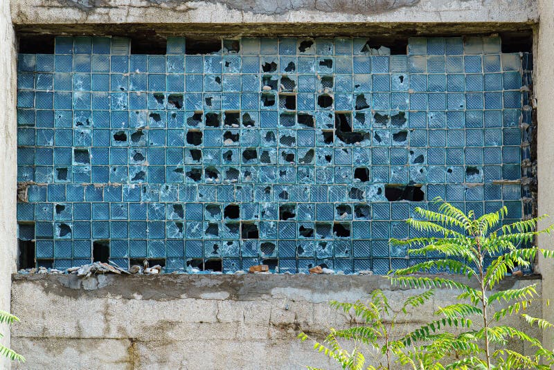 Broken Large Square Glass Window Stock Image - Image of pattern ...