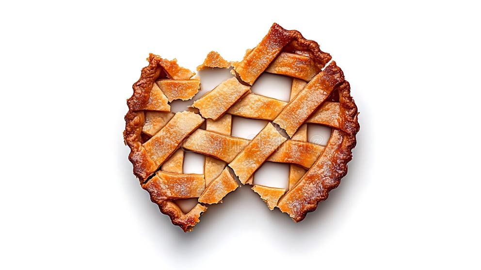 Broken Lattice Top Apple Pie on White Background Stock Illustration ...