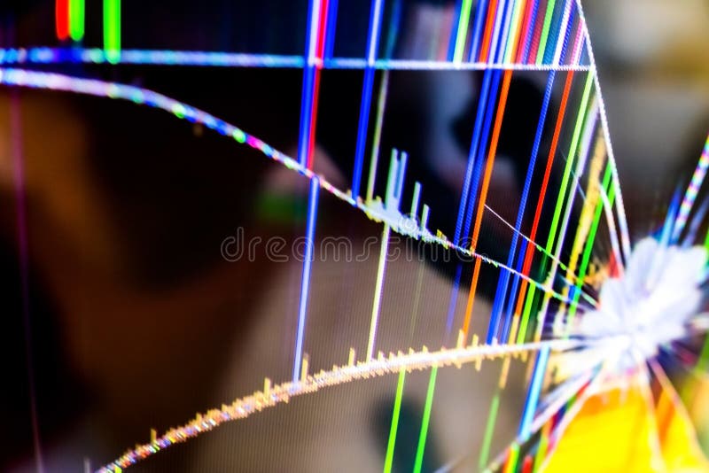 Broken Led Screen Hit by a Hammer, with Many Background Colors while it ...