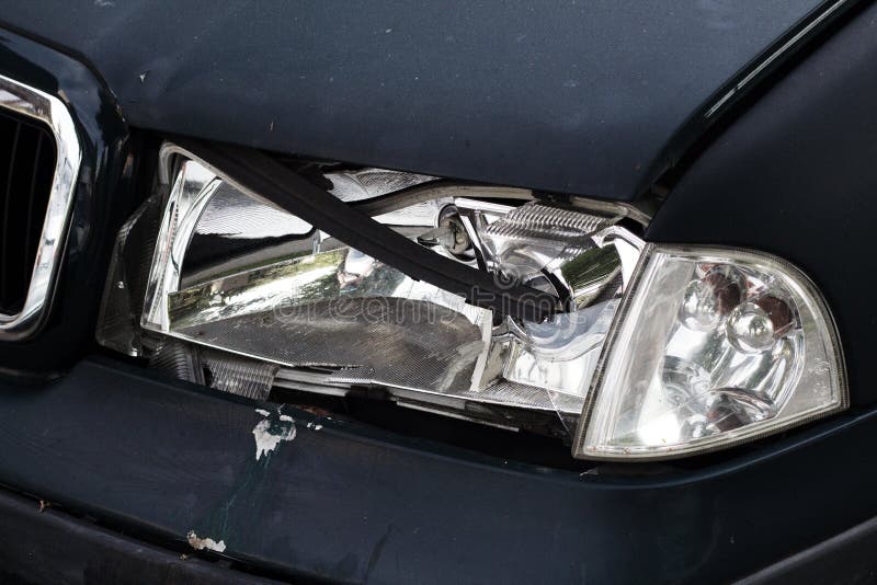 Broken Left Light on Dark Car. Stock Image - Image of vehicle, broken ...