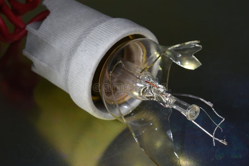 Broken light bulb close-up stock photo. Image of detail - 110260550