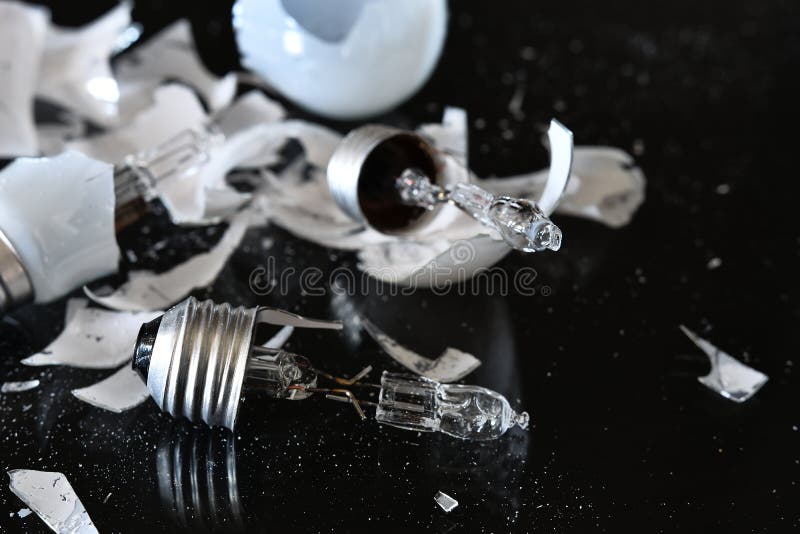 Broken Light Bulb Close Up stock photo. Image of object - 141516620