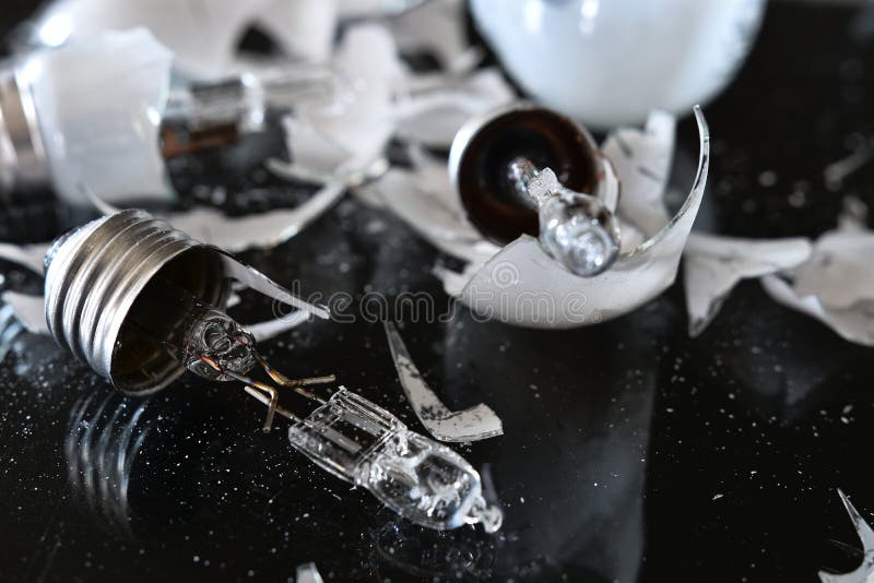 Broken Light Bulb Close Up stock photo. Image of object - 141516620