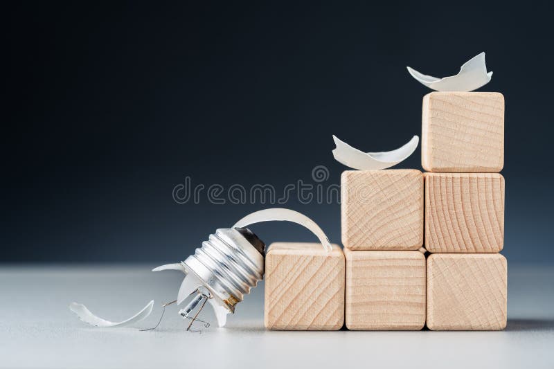 Unsuccess Idea, Failed Attempt Stock Photo - Image of lightbulb, damage ...