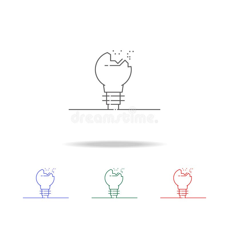 Broken Light Bulb Icon. Elements in Multi Colored Icons for Mobile ...
