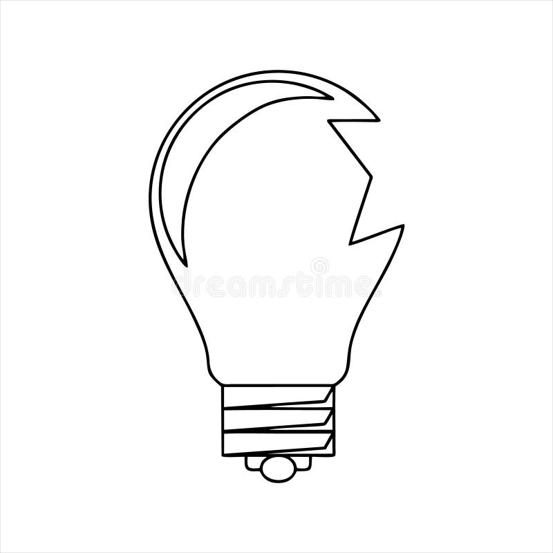 Broken Light Bulb Icon Isolated on White Background. Broken Light Bulb ...