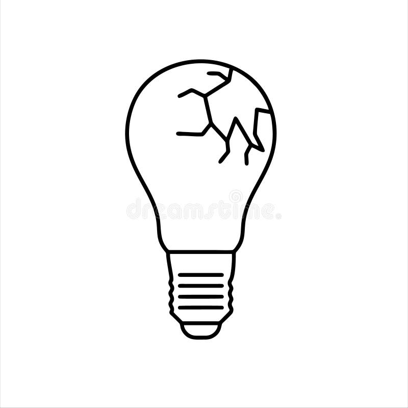 Broken Light Bulb Icon Isolated on White Background. Broken Light Bulb ...