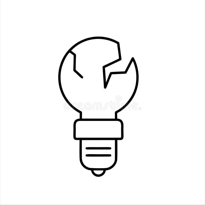 Broken Light Bulb Icon Isolated on White Background. Broken Light Bulb ...