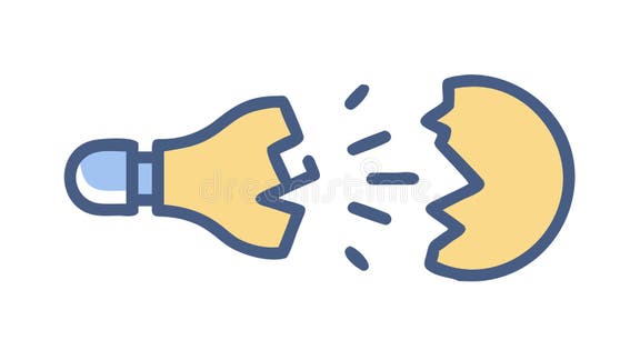Broken Light Bulb Idea Icon, Failure and Problem Symbol, Vector Design ...