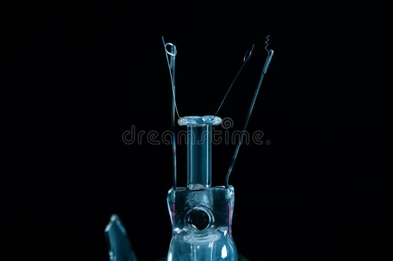 Broken Light Bulb Isolated on Black Background . Stock Image - Image of ...