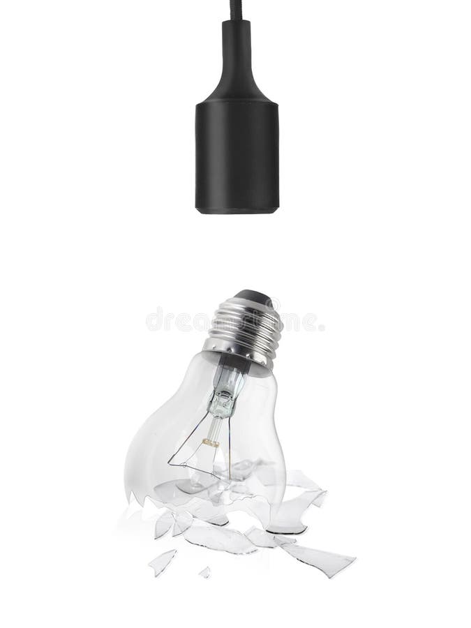 Broken Light Bulb Isolated on White Background Stock Image - Image of ...
