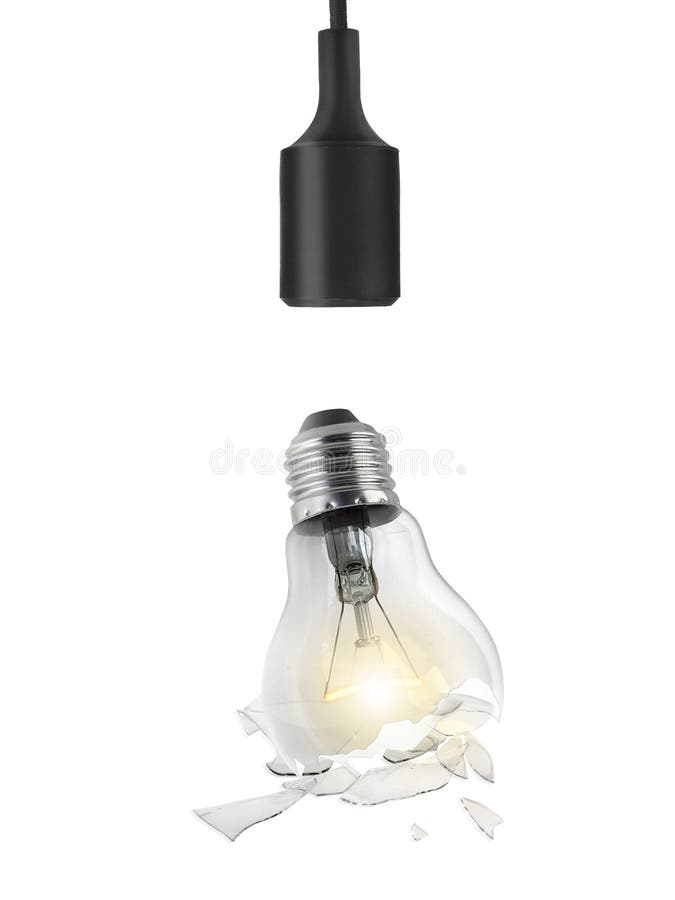 Broken Light Bulb Isolated on White Background Stock Image - Image of ...