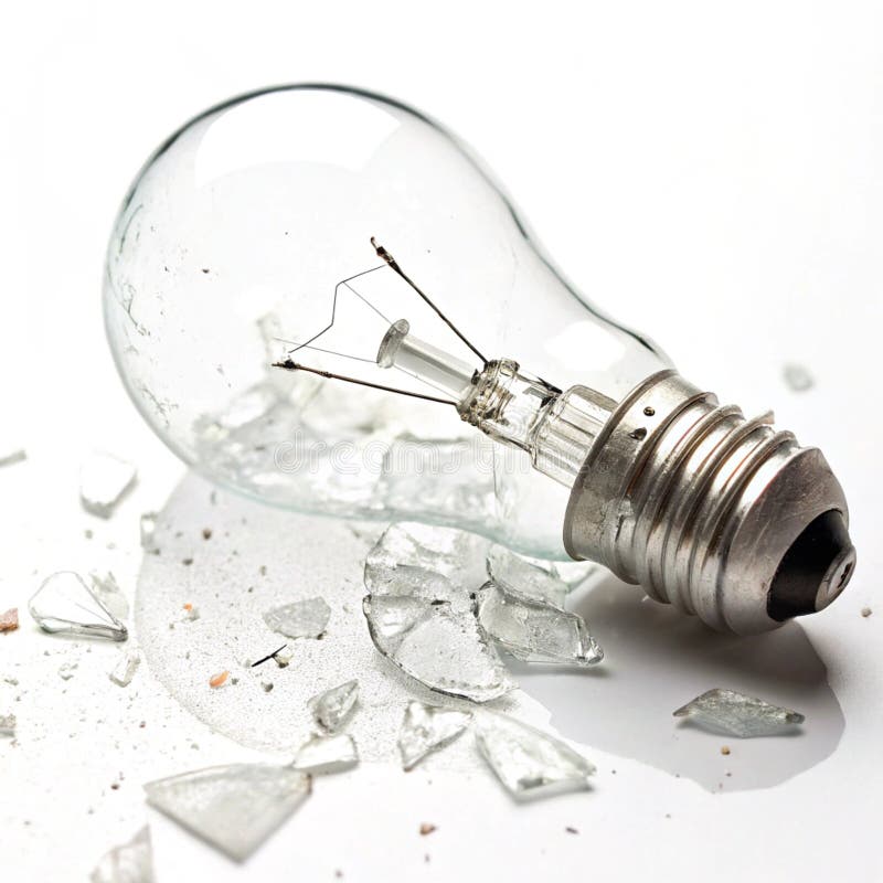 Broken Light Bulb Isolated on White Background Stock Illustration ...