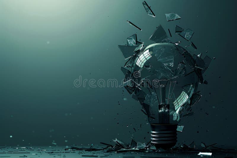 Broken Light Bulb Showing Lack of Ideas and Innovation. Copy Space for ...