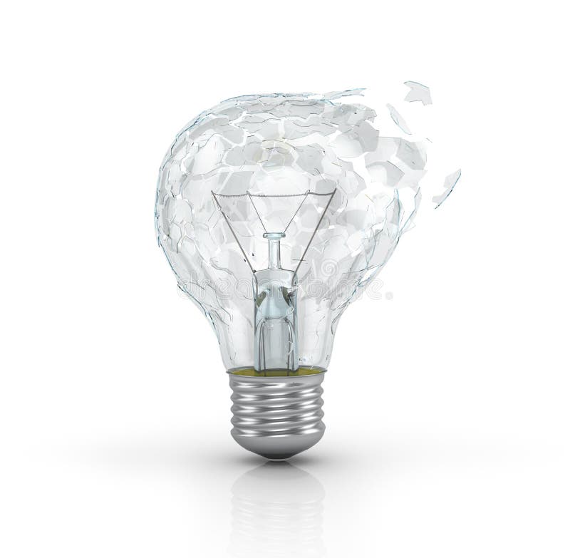 Broken Light Bulb on a White Background. Stock Illustration ...