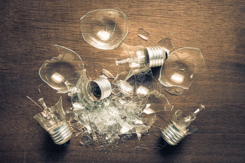 Broken Light Bulbs stock photo. Image of failure, electricity - 168923464