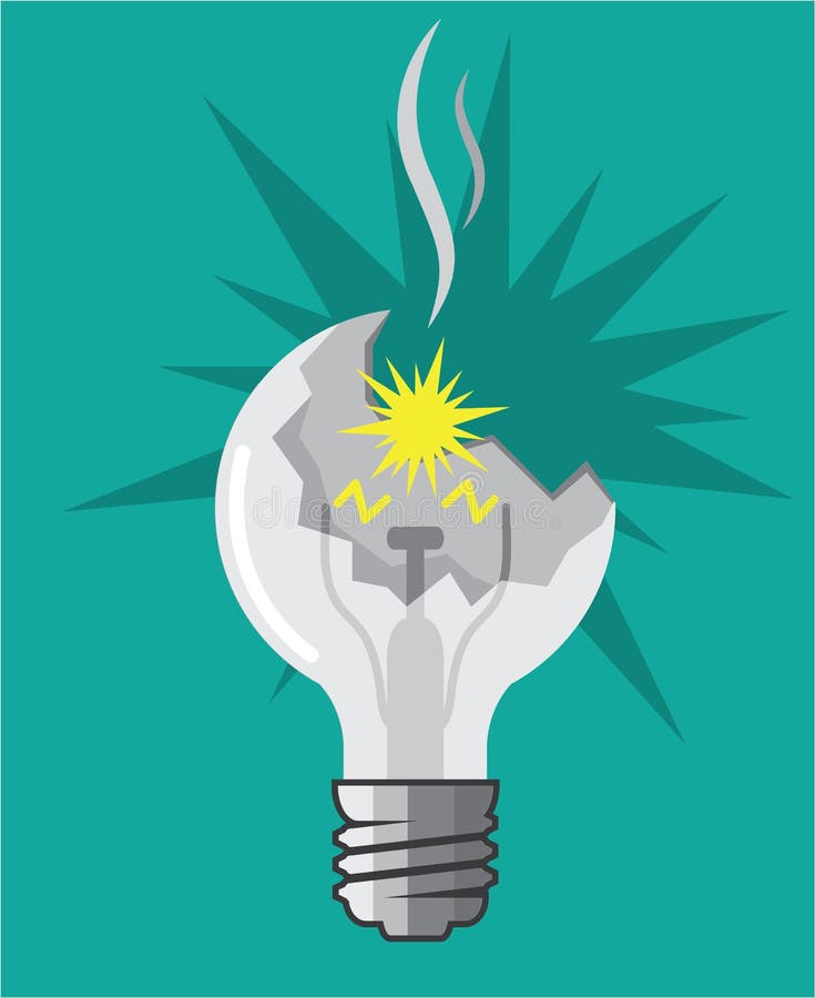 Broken Lightbulb Vector Illustration Stock Vector - Illustration of ...