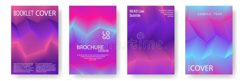 Broken Lines Gradient Report Cover Templates Vector Set. Blue Pink ...