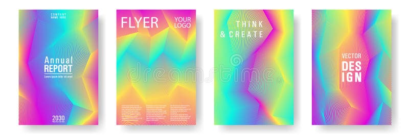 Broken Lines Gradient Report Cover Templates Vector Set. Halftone ...