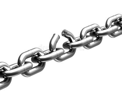 Broken link in chain stock illustration. Illustration of weakness ...