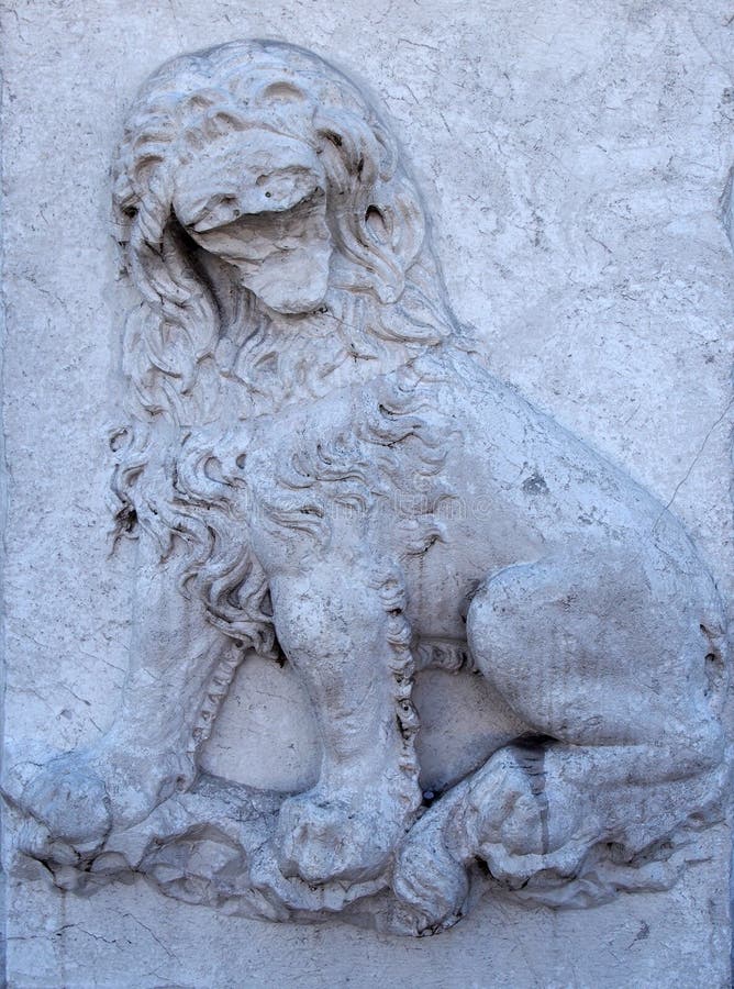 Broken lion sculpture stock photo. Image of history, facade - 89990524