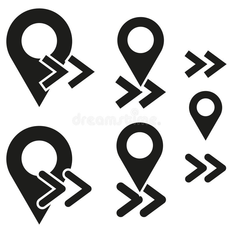 Broken Location Pin. GPS Marker Symbols. Vector Navigation Icons. Map ...