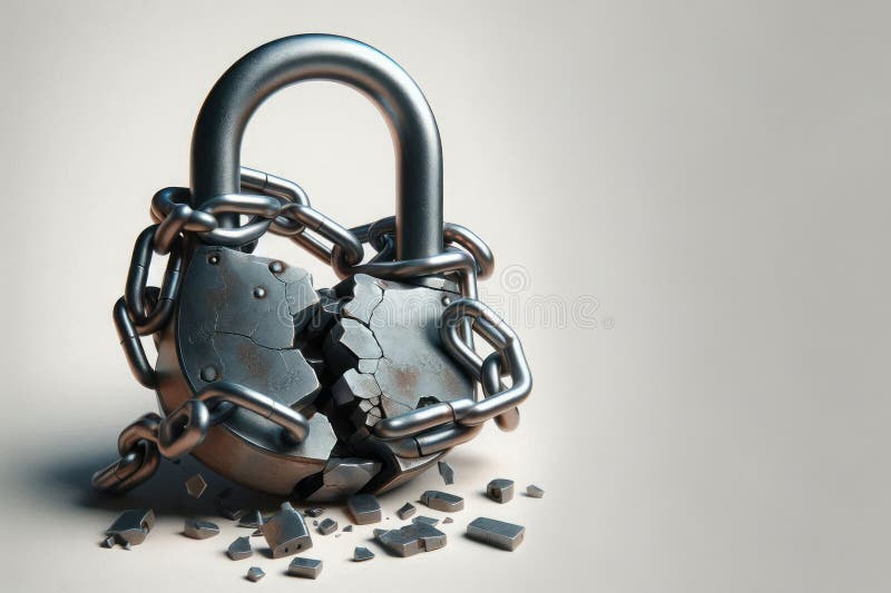 A Broken Lock with Chains. Space for Text. Stock Photo - Image of ...