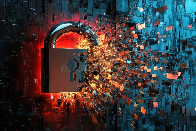 A Broken Lock with a Keyhole in the Middle of a Wall Stock Illustration ...