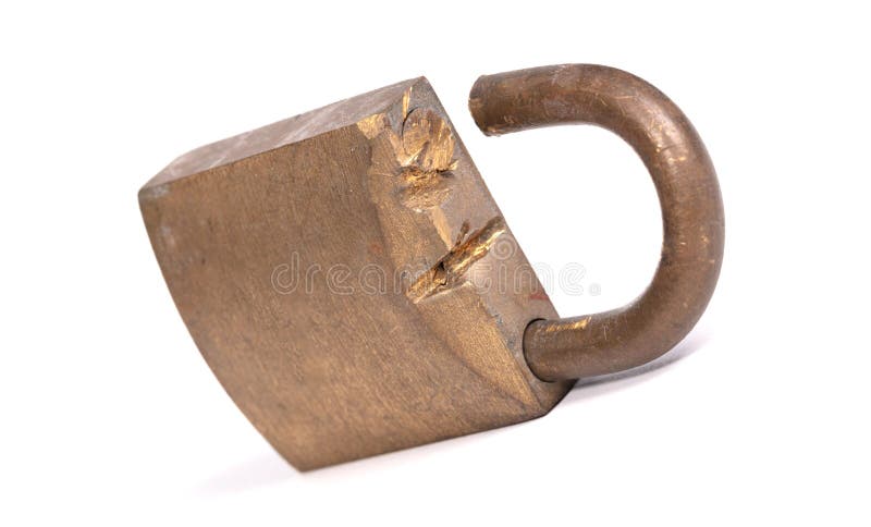 Broken Lock with a White Background Stock Photo - Image of security ...
