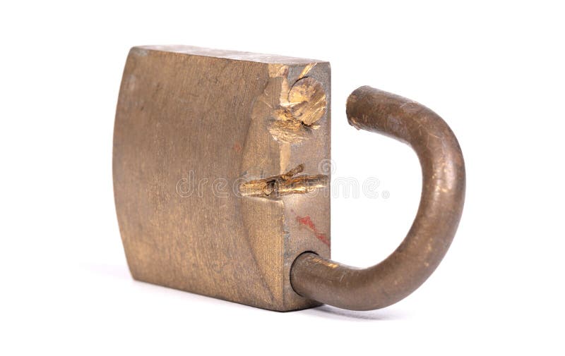 Broken Lock with a White Background Stock Photo - Image of security ...