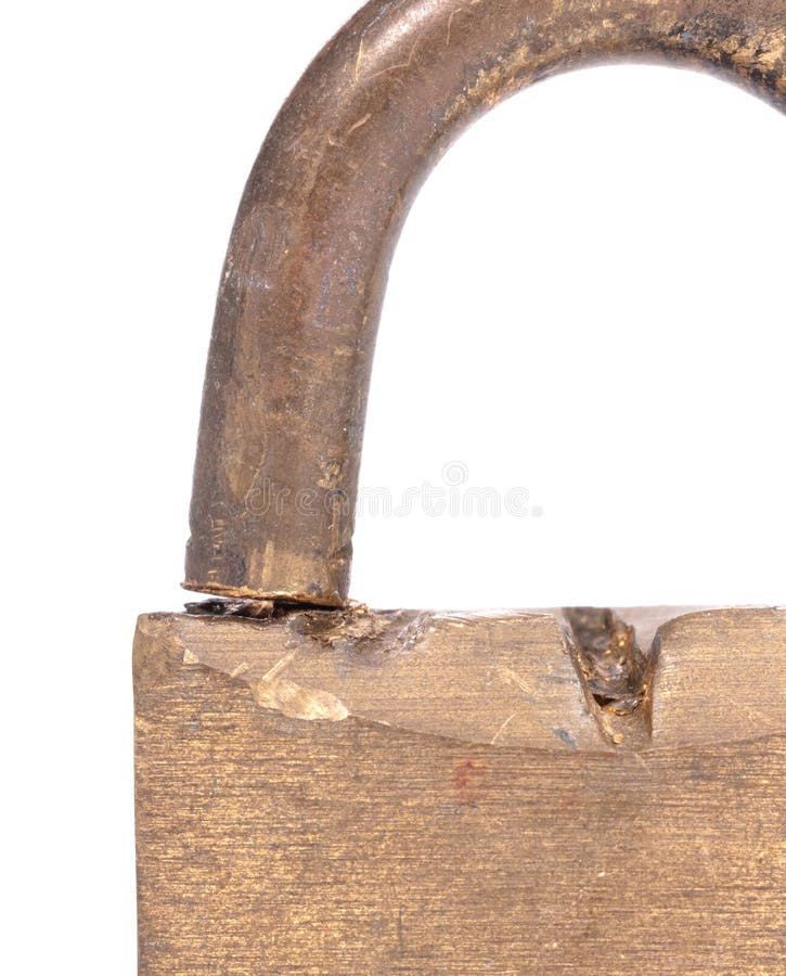 Broken Lock with a White Background Stock Photo - Image of distress ...