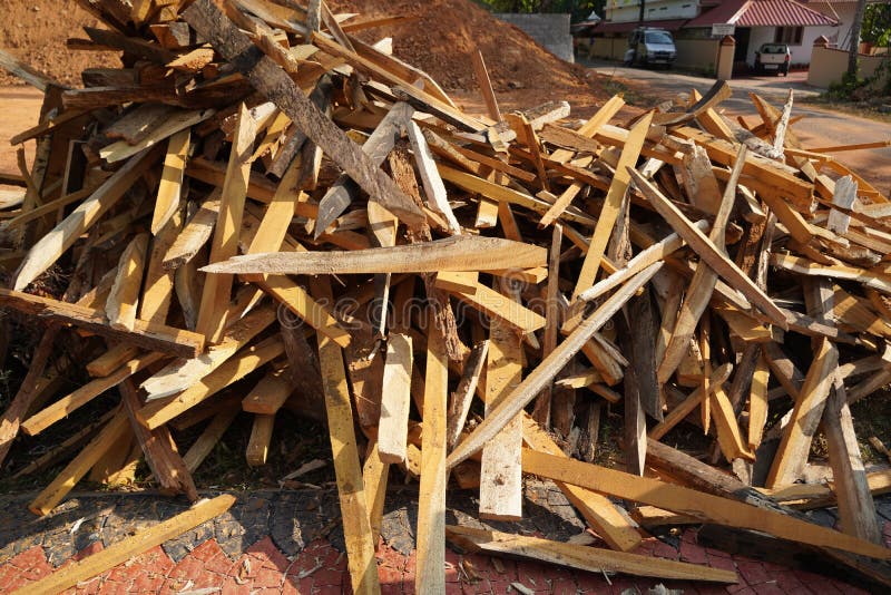 Broken Long Chunks of Tree Trunk. Close Up Broken Pieces of Wood. Pine ...