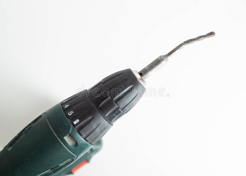 Broken Low-quality Drill in a Screwdriver on a White Background ...