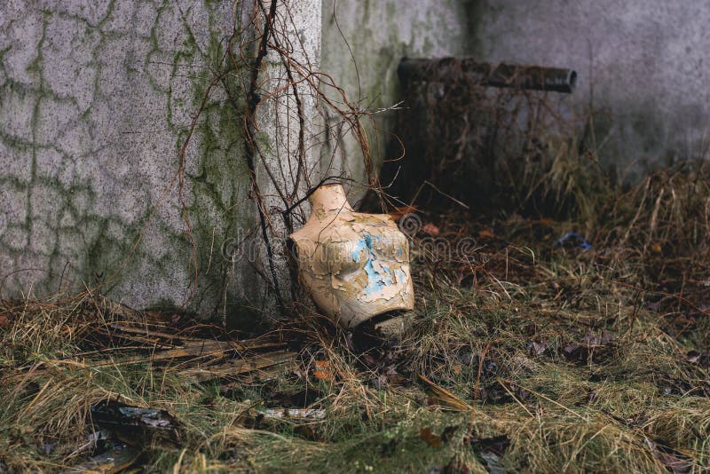 Broken Mannequin with Worn Out and Dirty Marks. Ripped Part Stock Photo ...